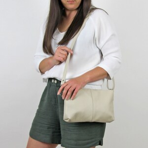 Ecru Leather Hobo Bag, Shoulder Bag With Crossbody Satchel 2in1 - Etsy