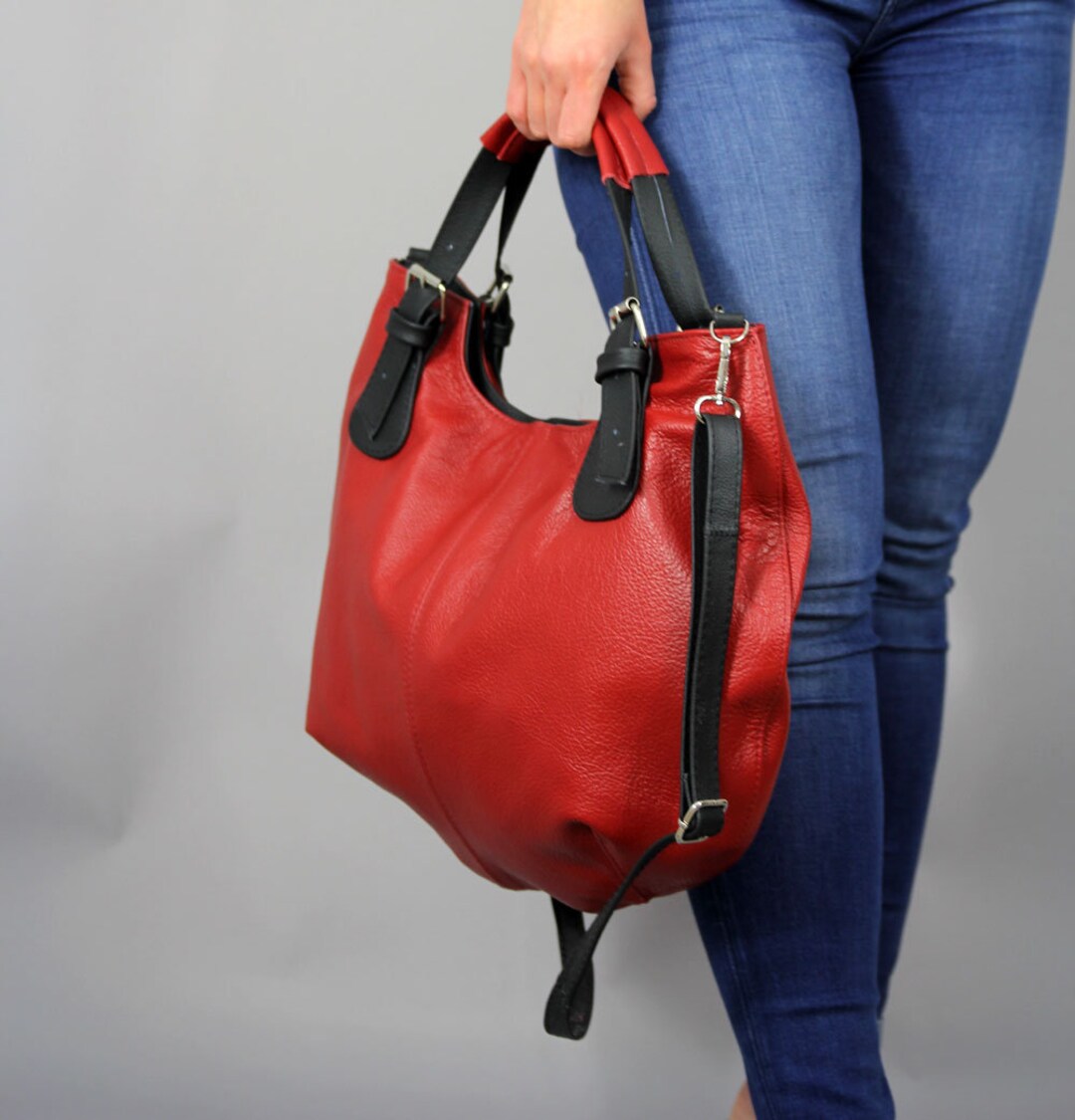 LEATHER HOBO BAG Red Cross Body Bag Leather Shoulder Bag Leather ...