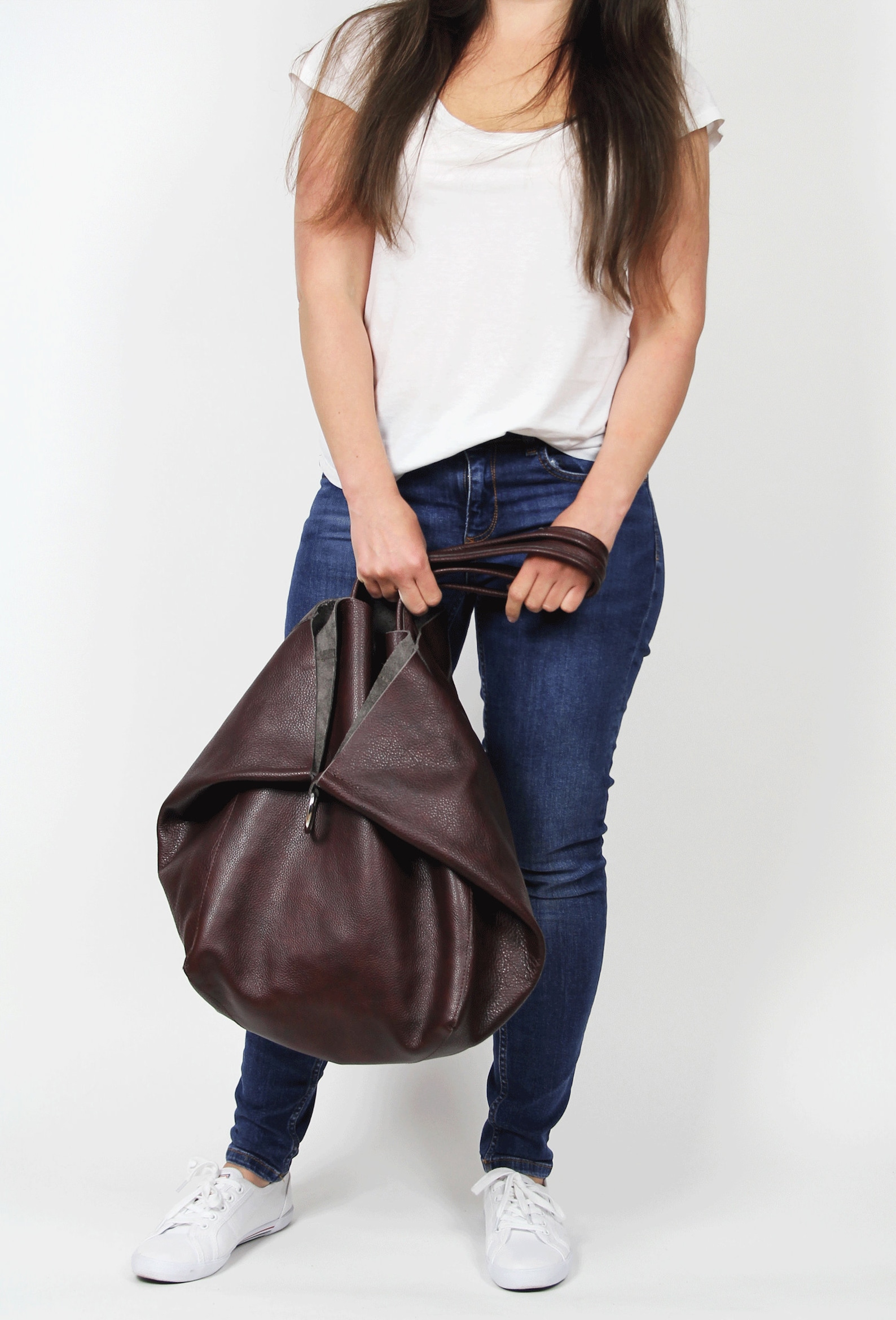 Soft Leather Bag Large Leather Tote Bag Leather Slouchy | Etsy