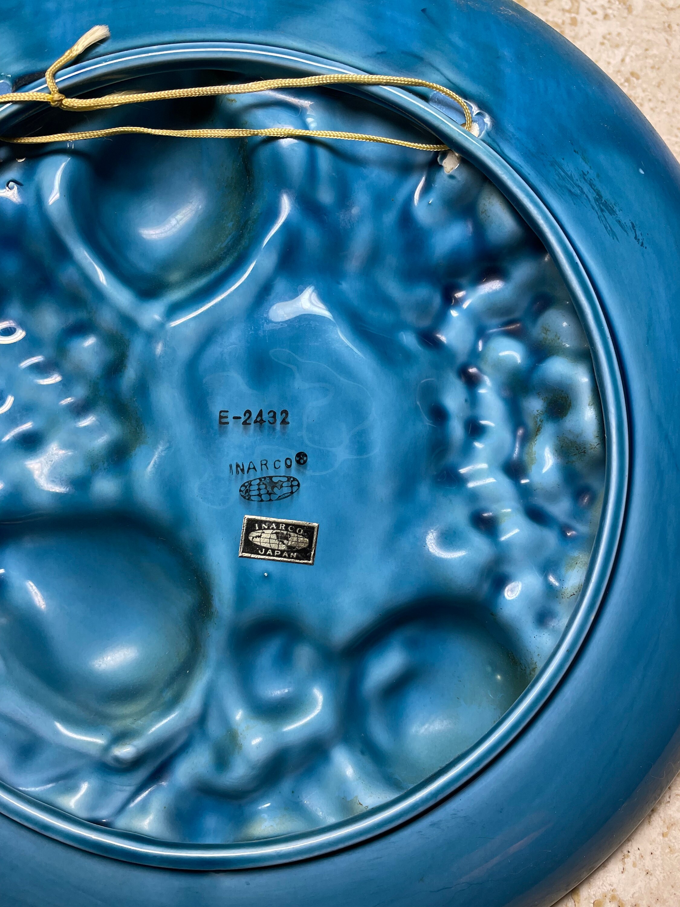 Inarco Majolica Sculpted Plate of Fruit in Mood Indigo - Etsy