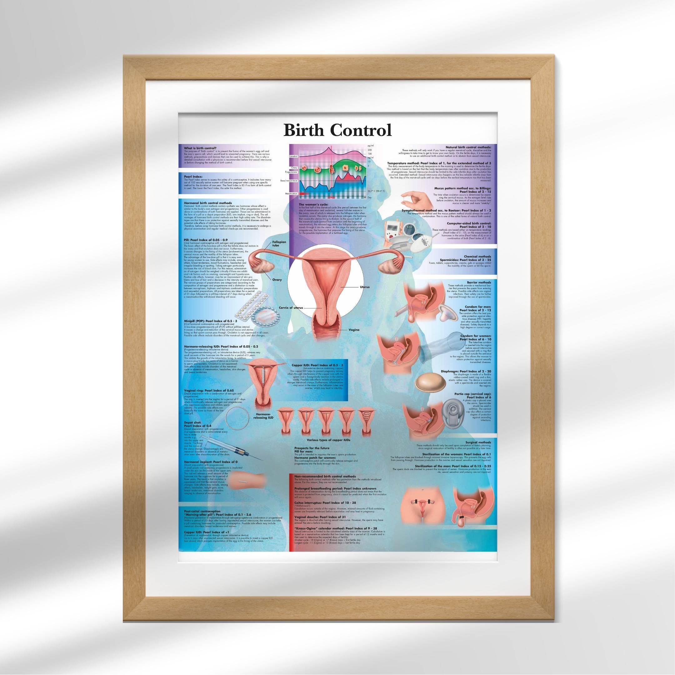 Birth Control Chart Anatomy Human Physiology Charts Medical Student ...