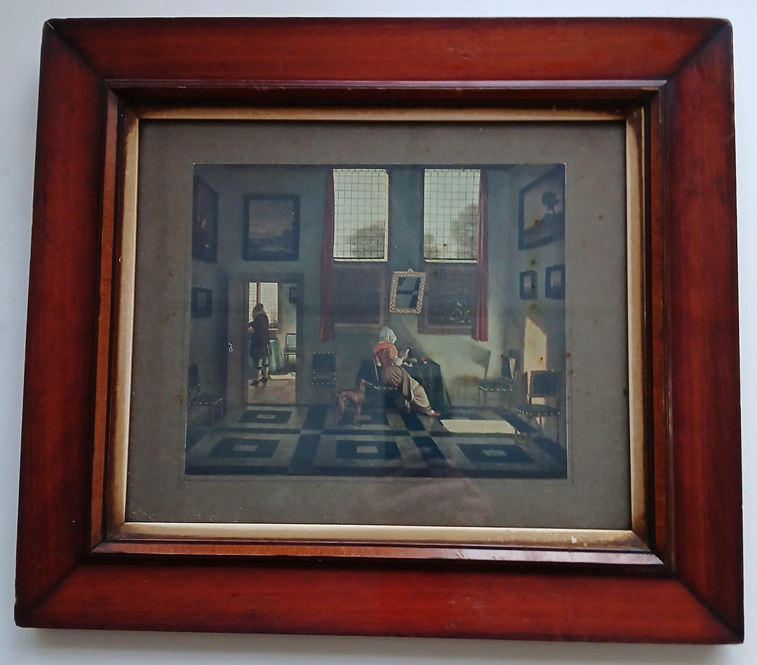 Antique Ben Day Process Print Circa 1920s A Dutch Interior by Pieter ...