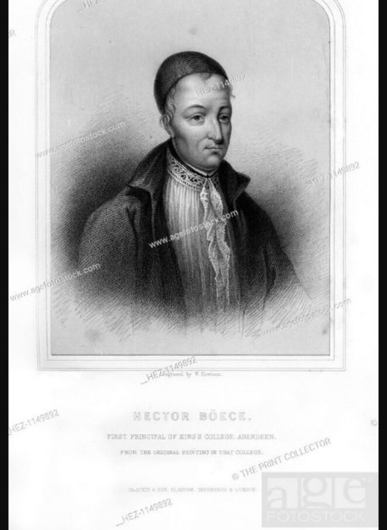 Rare Hector Boece, or Boyce, Scottish Philosopher, Engraved by W ...