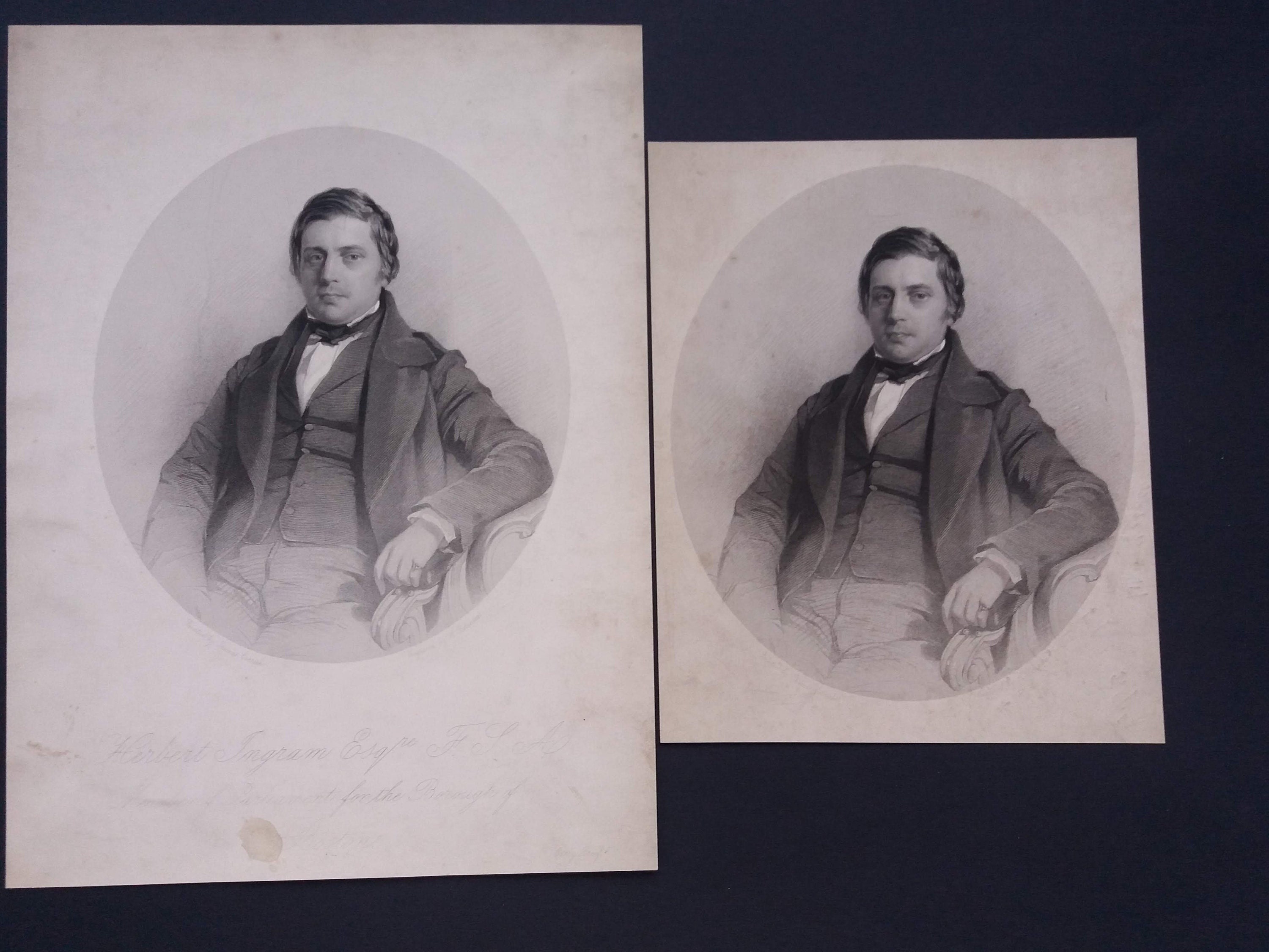 Rare Herbert Ingham Esq of Boston Two Artist Working Proofs Painted by ...