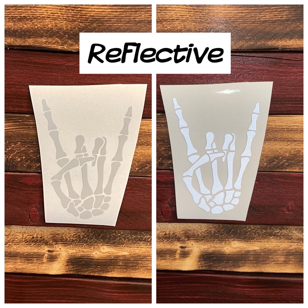 REFLECTIVE Skeleton Rock Hand Decal Sticker for Car Mirror Window ...