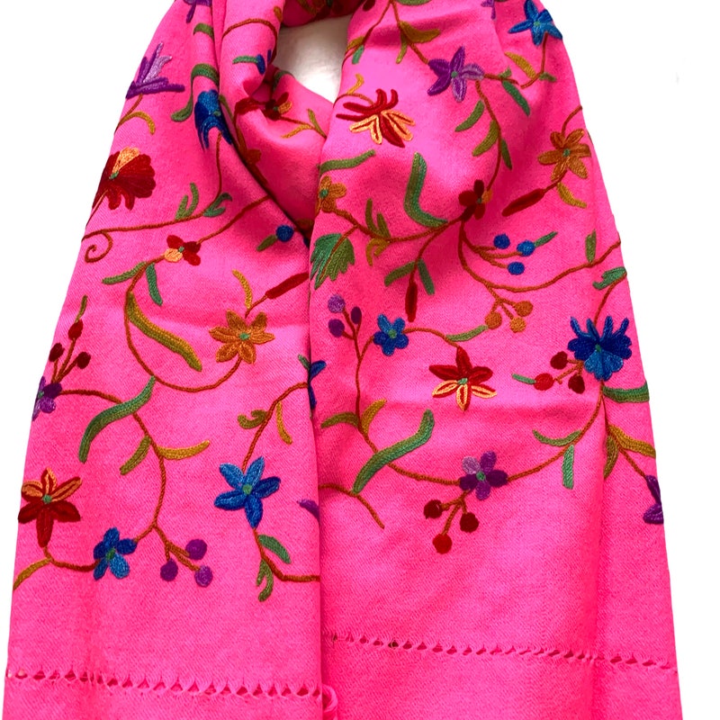 Hand Embroidered Scarf - Etsy