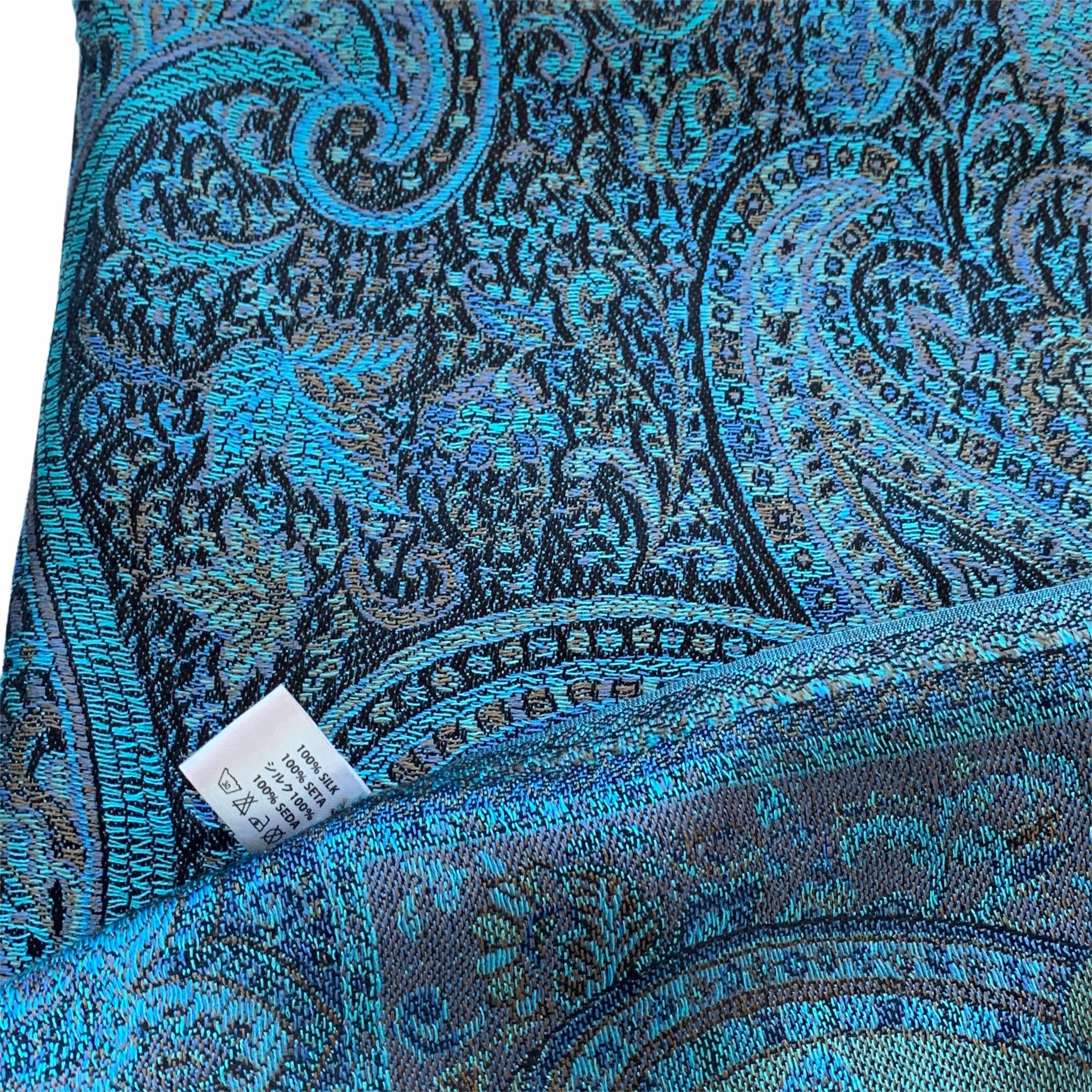 Gorgeous Black Teal Silk Scarf Multicoloured Soft Silk Scarf | Etsy