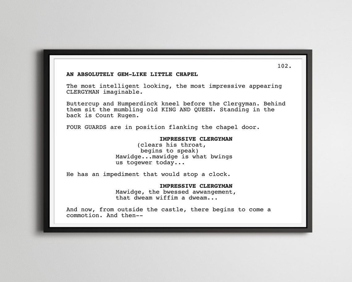 PRINCESS BRIDE Mawage Screenplay POSTER up to | Etsy