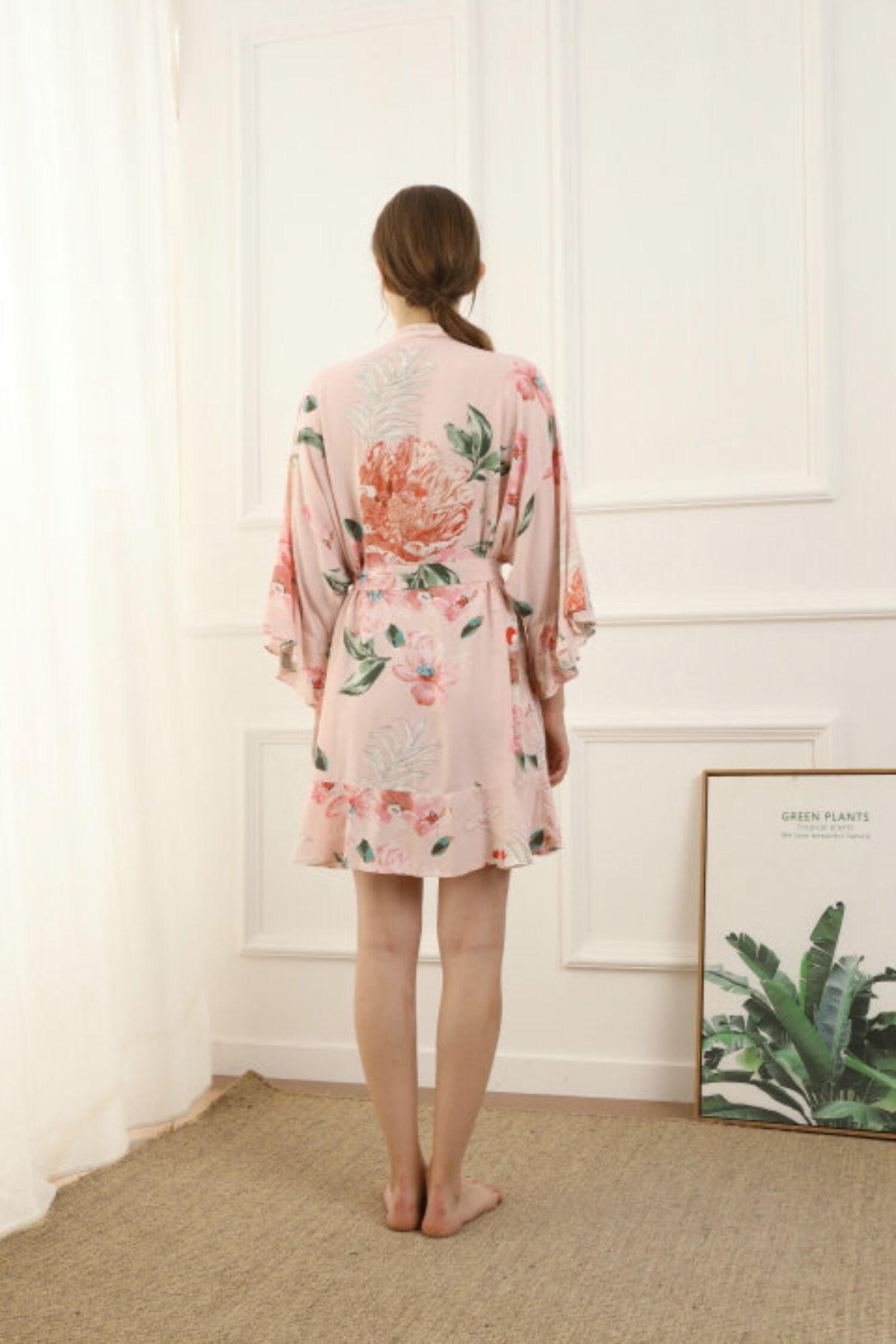 Blush Pink Floral Bridesmaid Robes, Flower Ruffle Bridal Party Robes ...