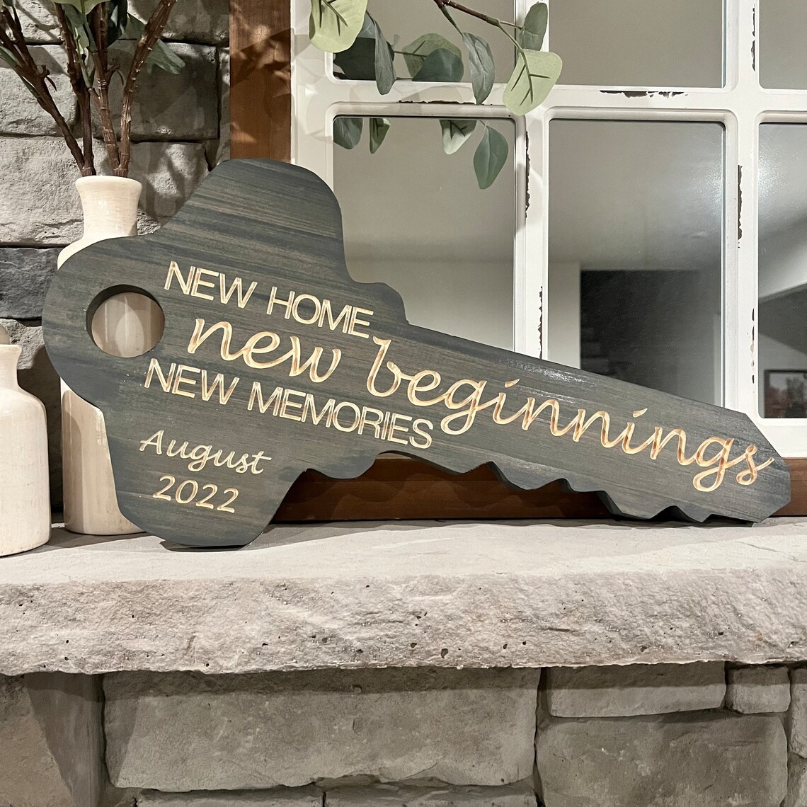 New Home New Beginnings New Memories Key Sign Custom Wood - Etsy
