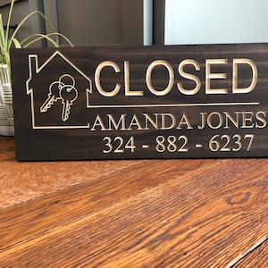 Closed Realtor Sign, Real Estate Closing Sign, Closing Gift, Custom ...