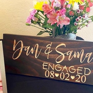 Engagement Gift, Engaged Couple, Wood Engaged Sign, Custom Signs ...