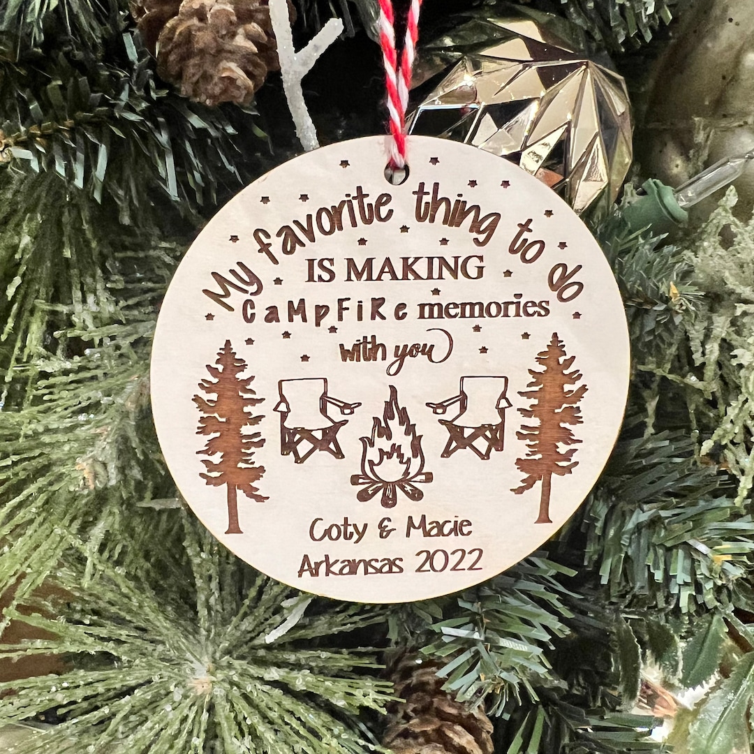 Personalized Campfire Ornament: Engraved Camping Couple Gift - Etsy
