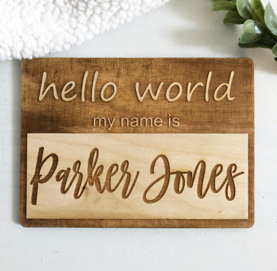 Engraved Wooden Baby Name Tag: Newborn Photo Prop - Etsy