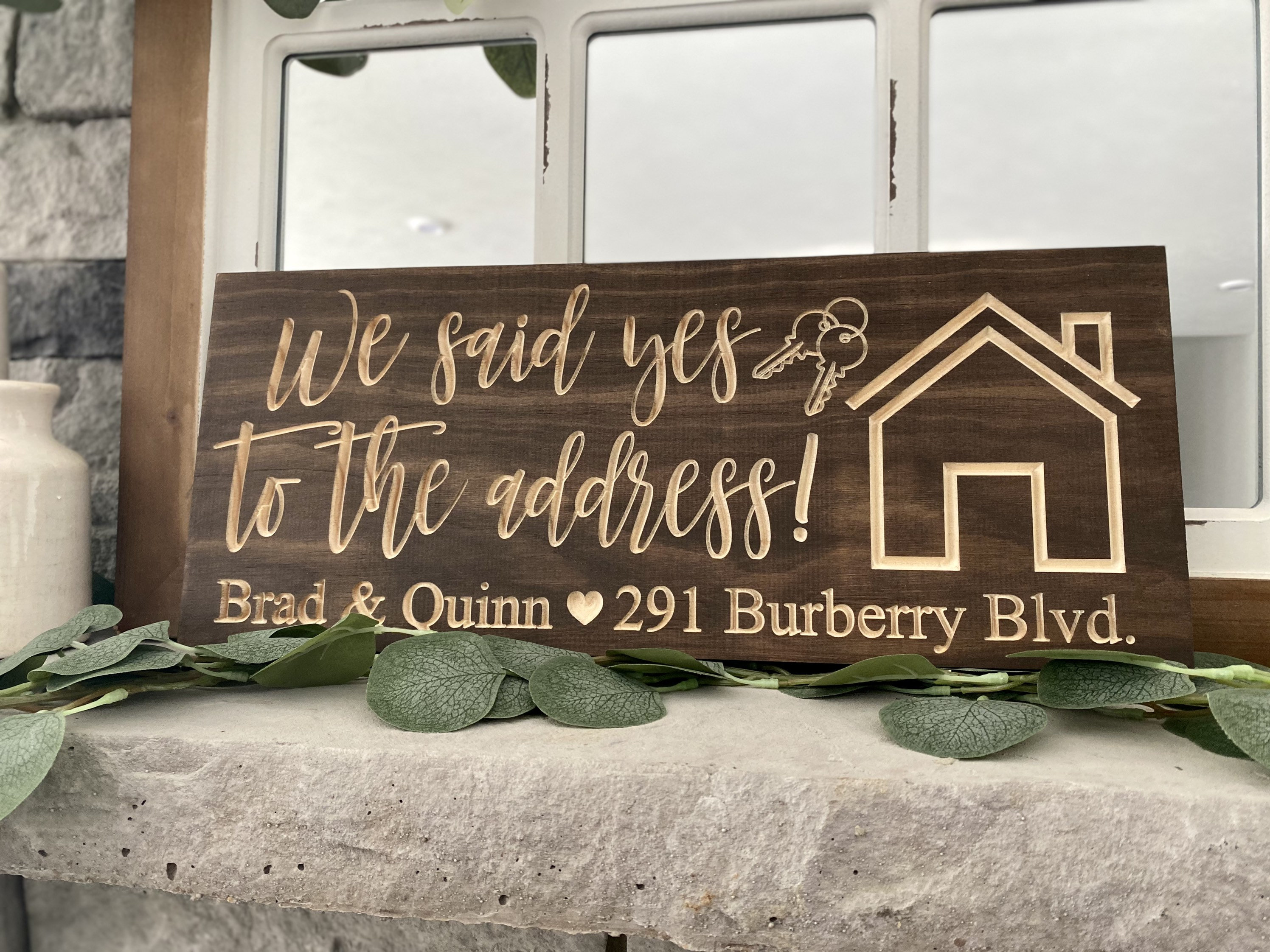 We Said Yes to the Address Custom Wood Sign Real Estate | Etsy