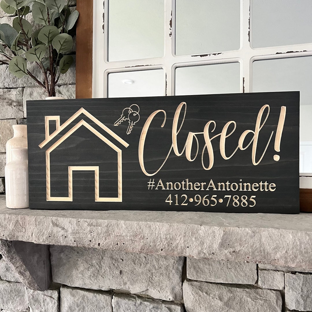 Custom Carved Wood Realtor Closing Sign: Real Estate Gift - Etsy