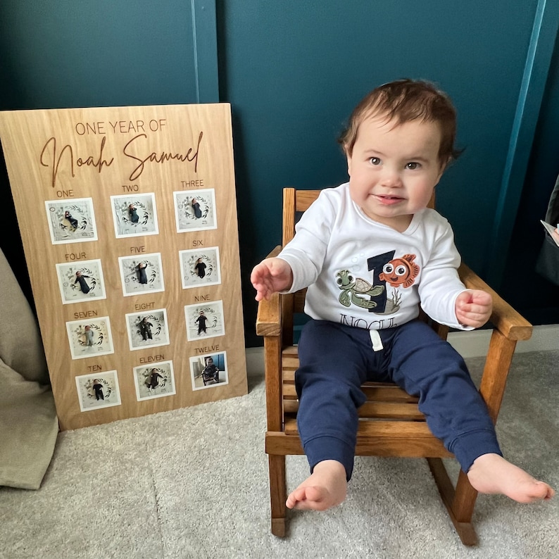 Personalized Baby's First Year Photo Board: Engraved Milestone Keepsake ...