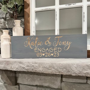 Custom Engraved Wood Engagement Sign: Personalized Couple Gift - Etsy
