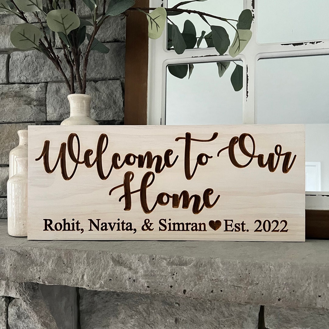 Welcome to Our Home Sign, Gift for New Homeowners, Personalized Sign ...