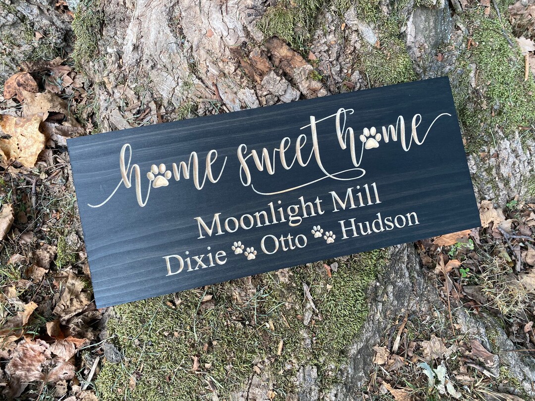 Custom Home Sweet Home Wood Sign: Personalized Family & Pet Name - Etsy