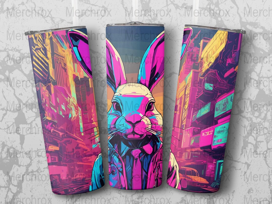 Neon Punk Easter Bunny 20 Oz Skinny Tumbler Sublimation Design ...