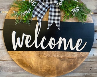 Round Exterior Welcome Sign - Etsy