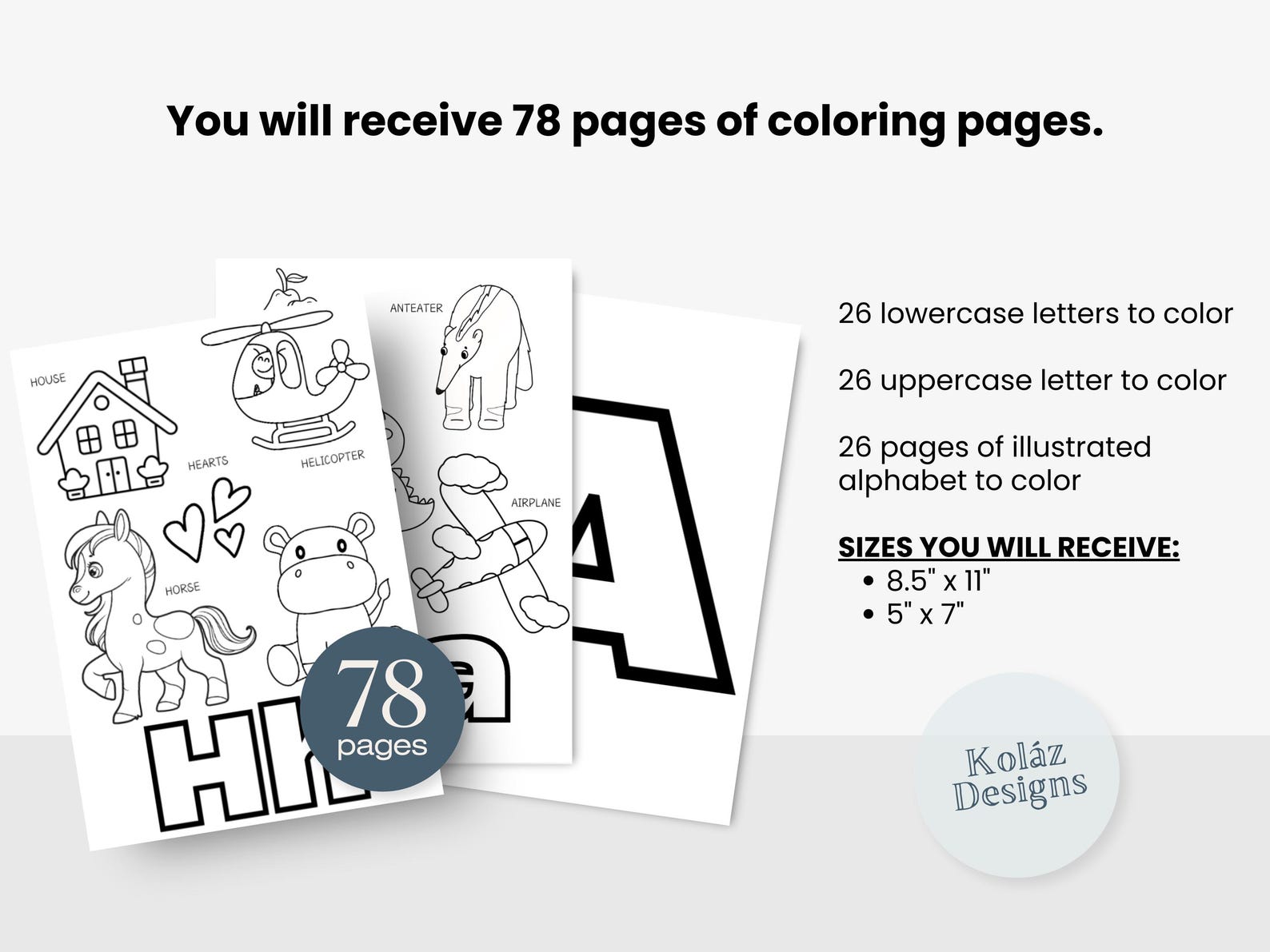 Printable ABC Coloring Book for Kids | 78 Pages of Fun Alphabet ...