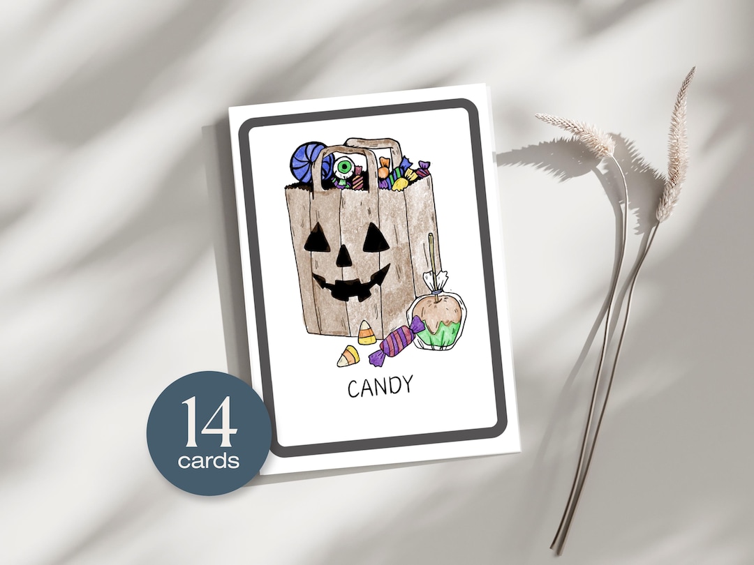 Halloween Flashcards for Kids | 14 Hand-drawn and Colored Halloween ...