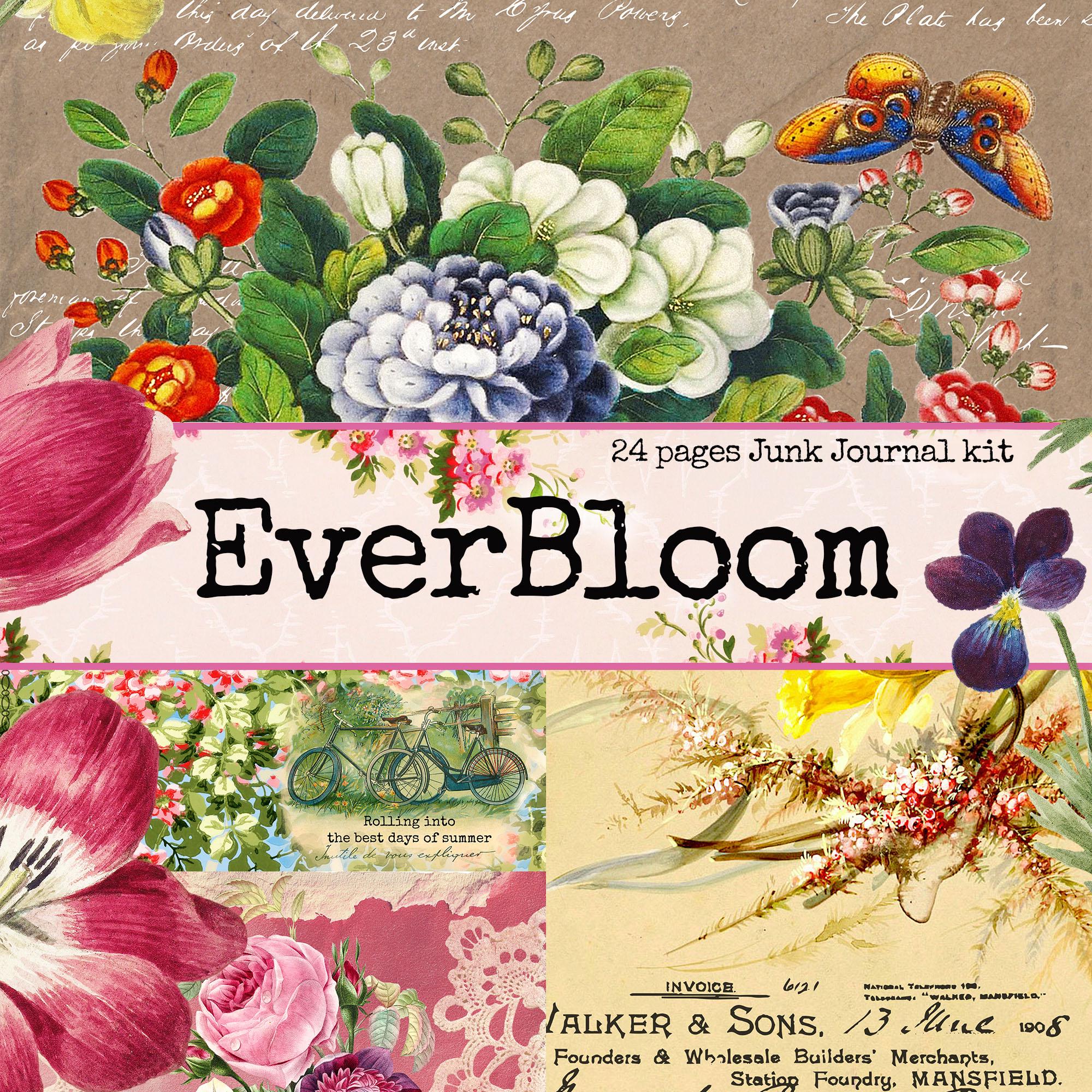 Everbloom Decorative Floral Paper Pack / Junk Journal Paper / Shabby ...