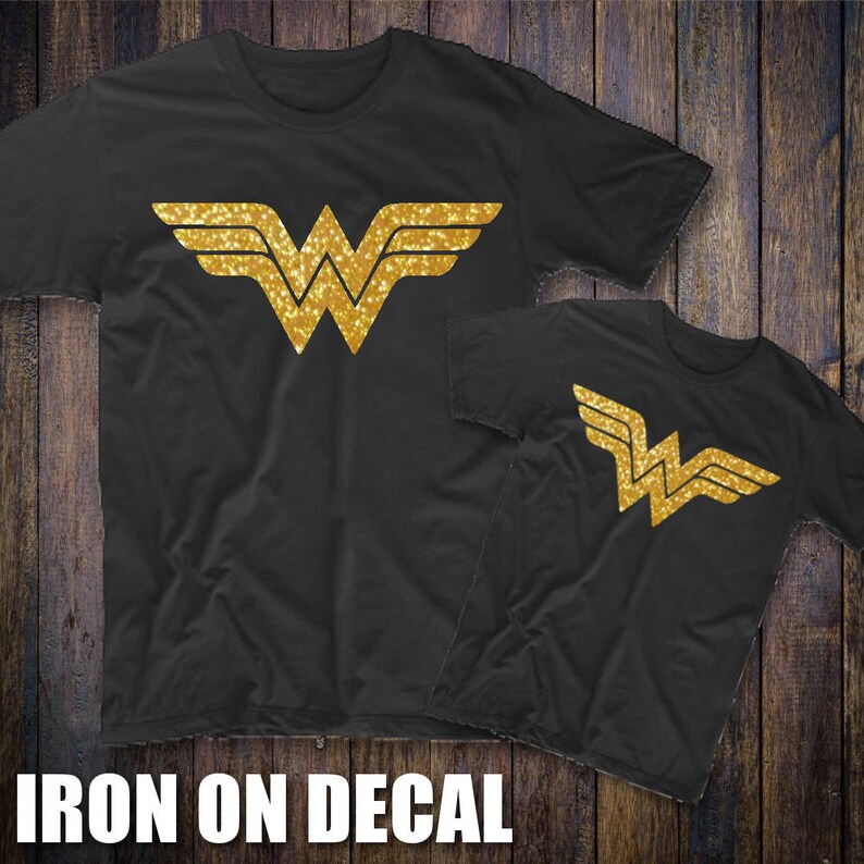 Wonder Women Iron on Decal, DIY Wonder Women Decal, Gold Glitter Iron ...