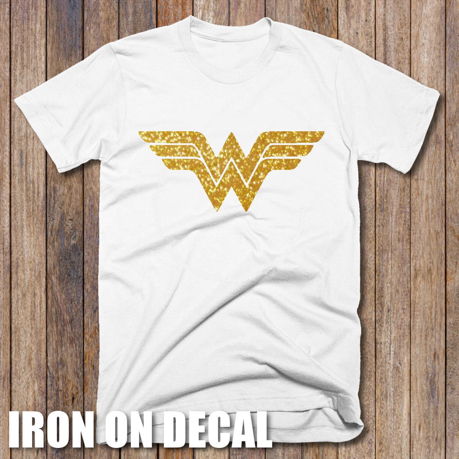 Wonder Women Iron on Decal, DIY Wonder Women Decal, Gold Glitter Iron ...