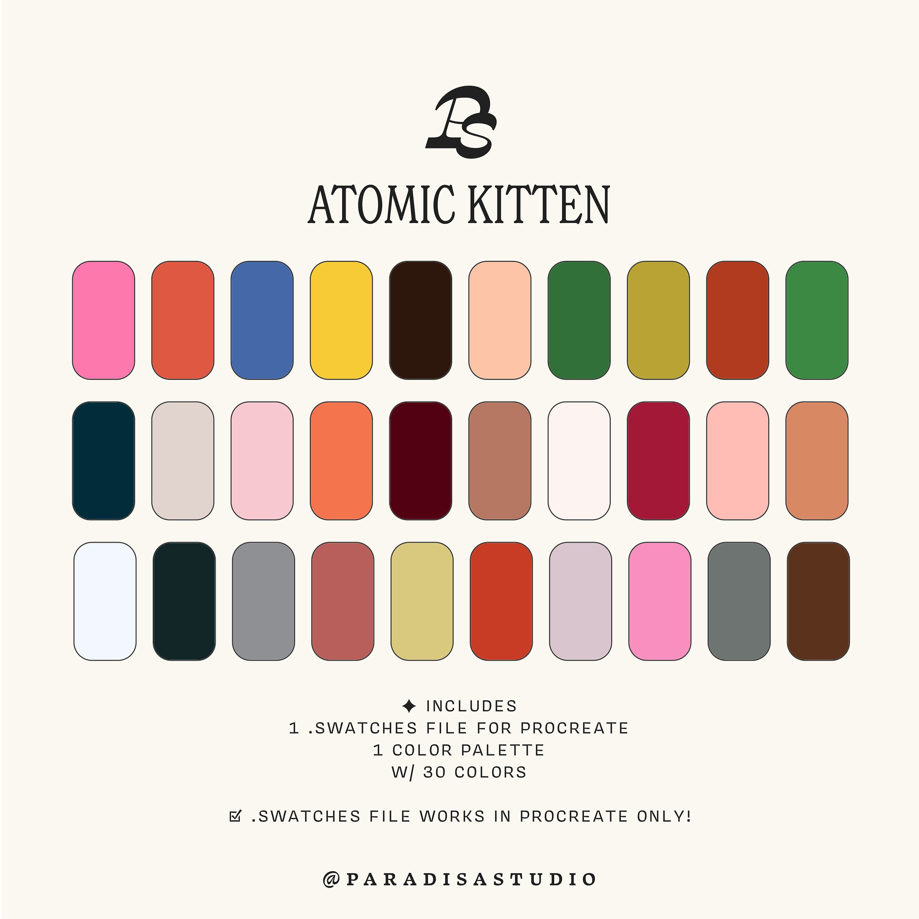 A Curated Color Palette for Procreate. "atomic Kitten" Handpicked by ...