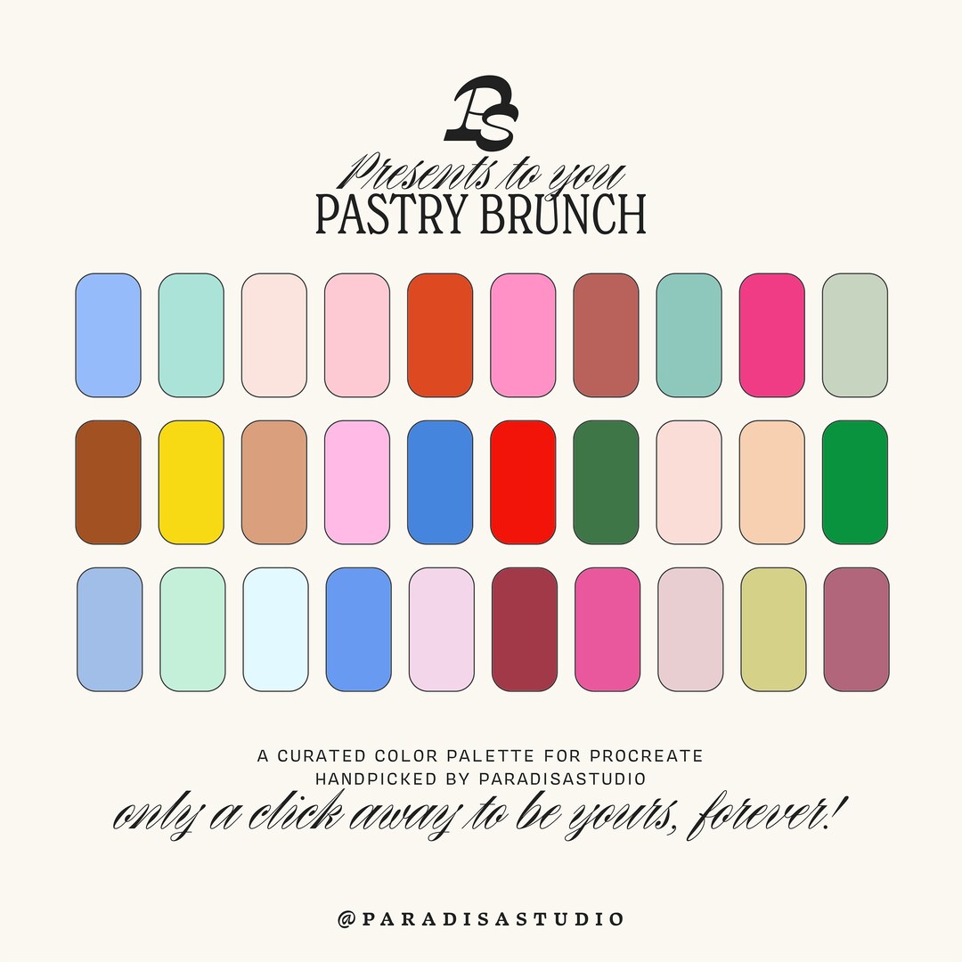 A Curated Color Palette for Procreate. "pastry Brunch" Handpicked by ...