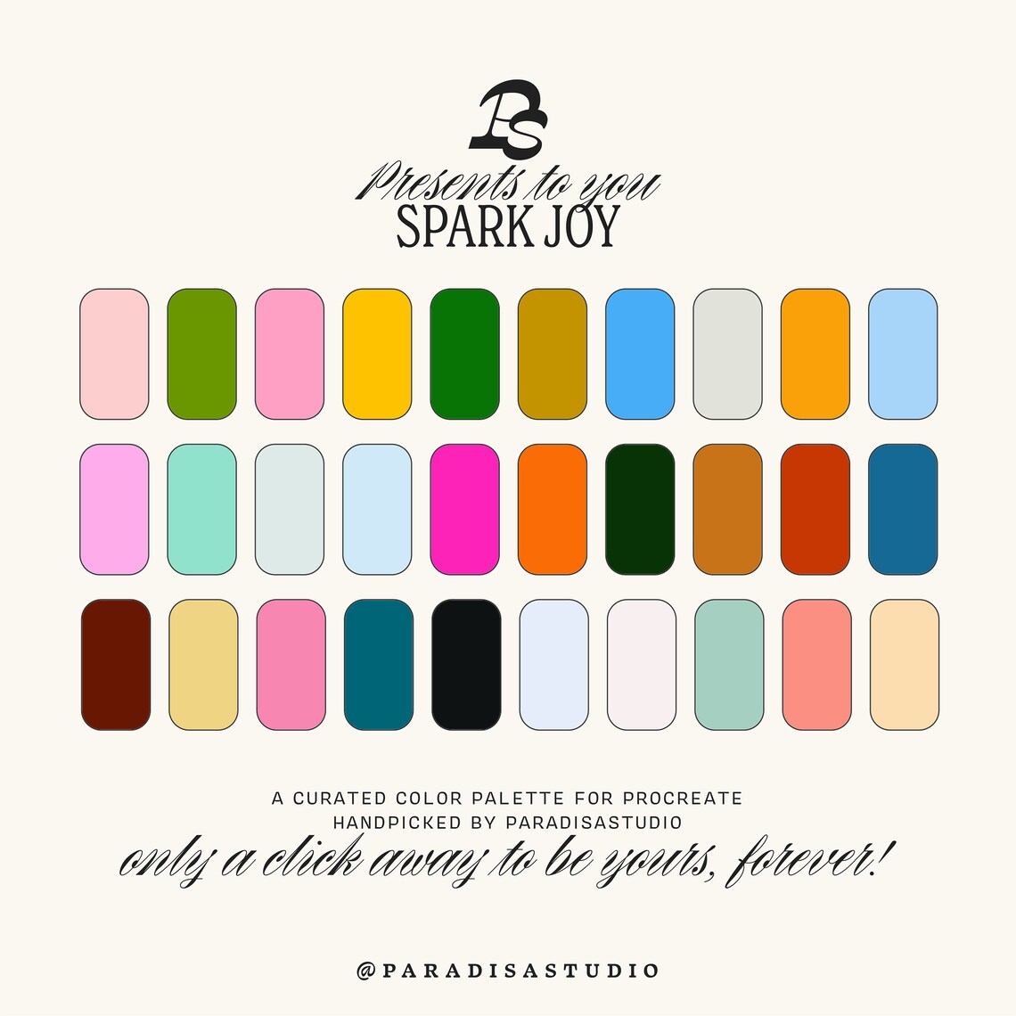 A Curated Color Palette for Procreate. spark Joy Handpicked by Paradisa ...