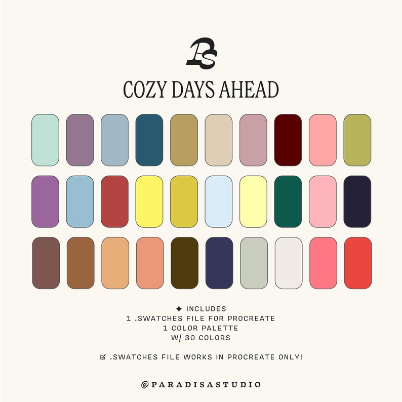 A Curated Color Palette for Procreate. cozy Days Ahead Handpicked by ...