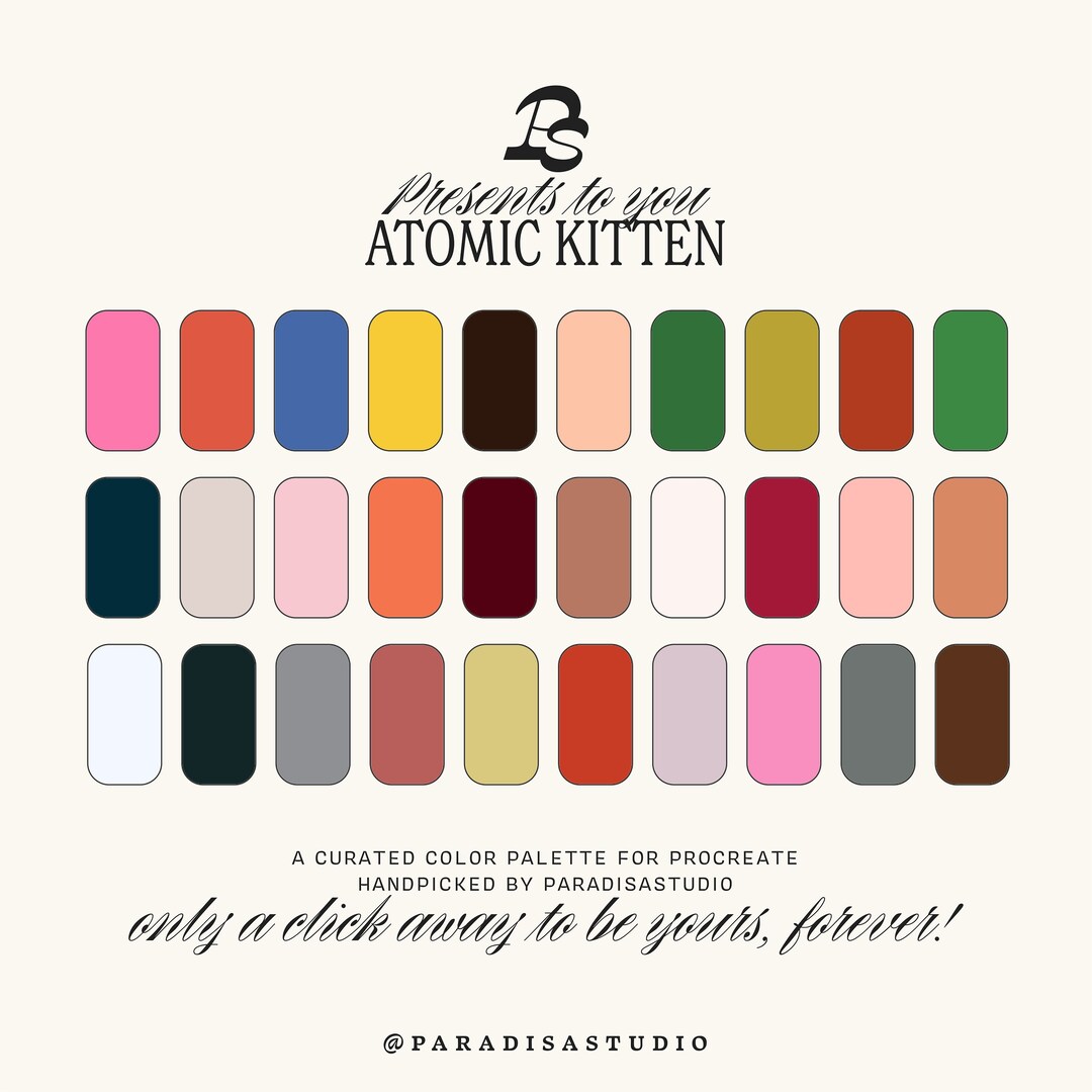 A Curated Color Palette for Procreate. "atomic Kitten" Handpicked by ...