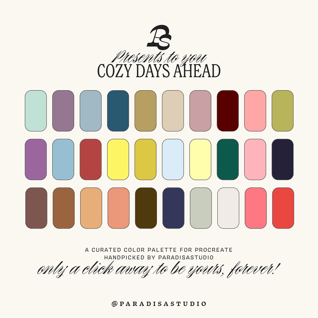 A Curated Color Palette for Procreate. "cozy Days Ahead" Handpicked by ...