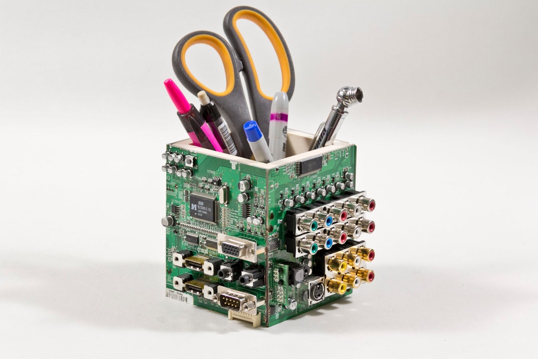 Circuit Board Pencil Pen Holder, Computer Industrial Look With Engineer ...