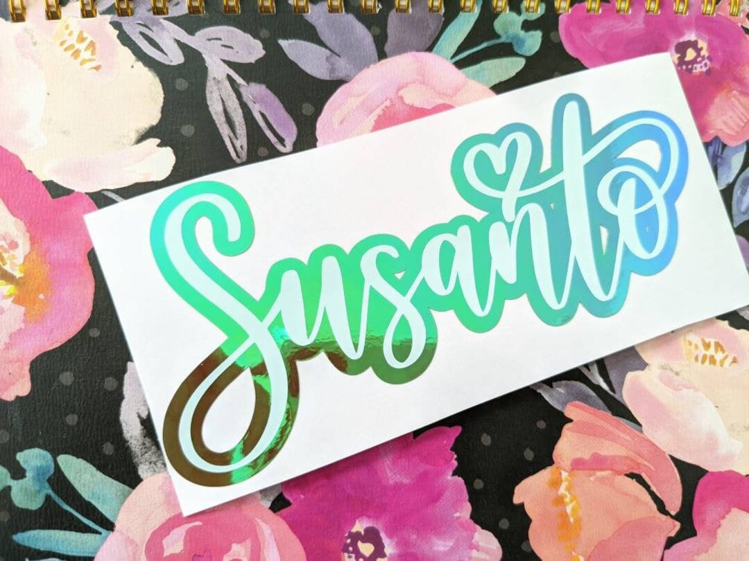 Heart Name Decal Shadow Decal, Planner Decal Hand Lettered Script Word ...