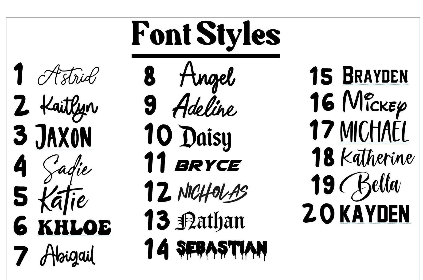 Michael Different Fonts