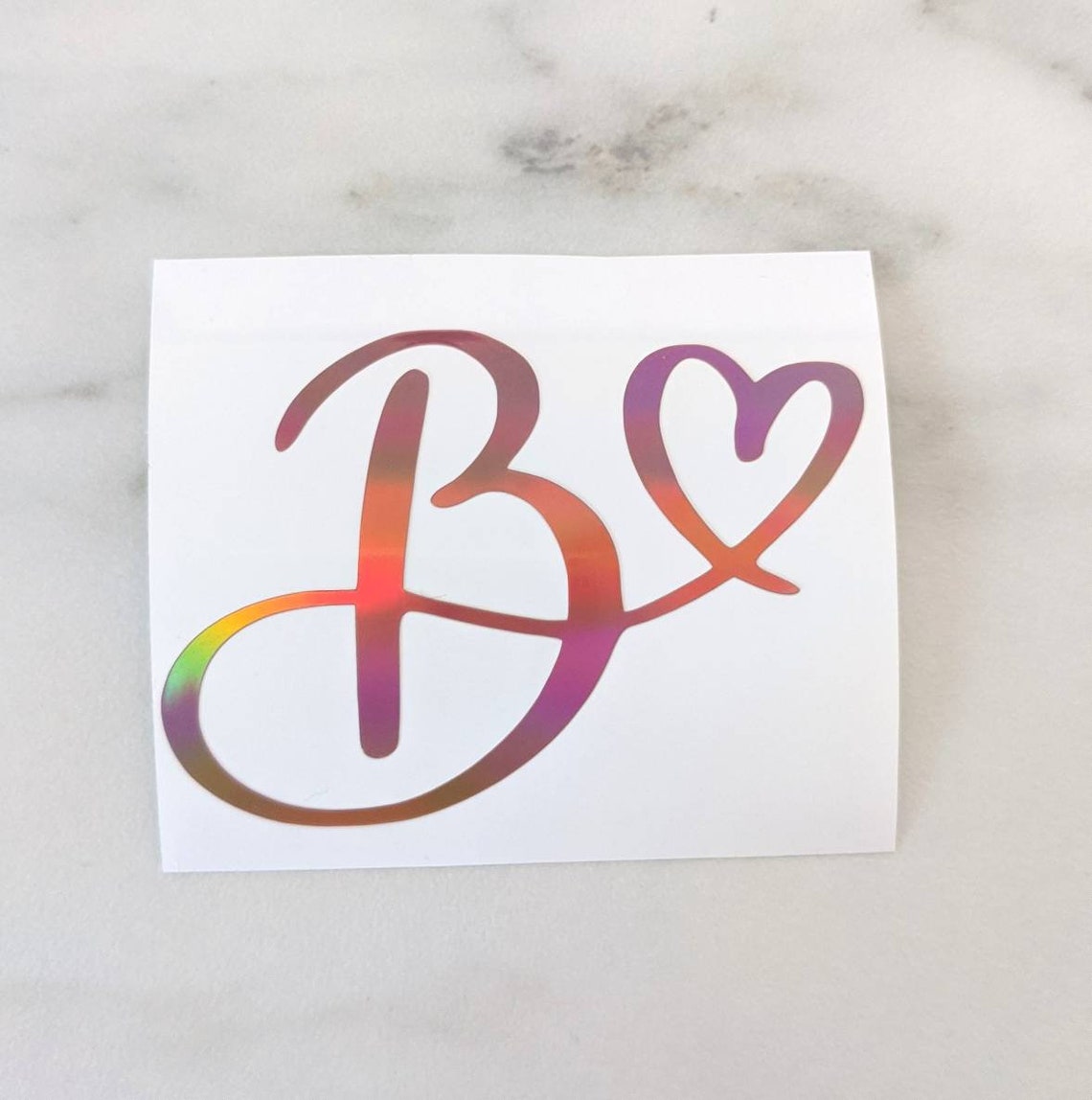 Initial Heart Decal Uppercase Single Letter Monogram Initial - Etsy