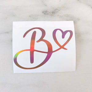 Initial Heart Decal | Uppercase Single Letter Monogram Initial Decal ...