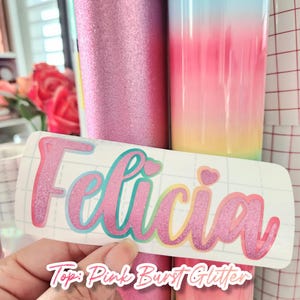 4" Length Layered Name Decal | Heart Script Font Name Decal Holographic ...