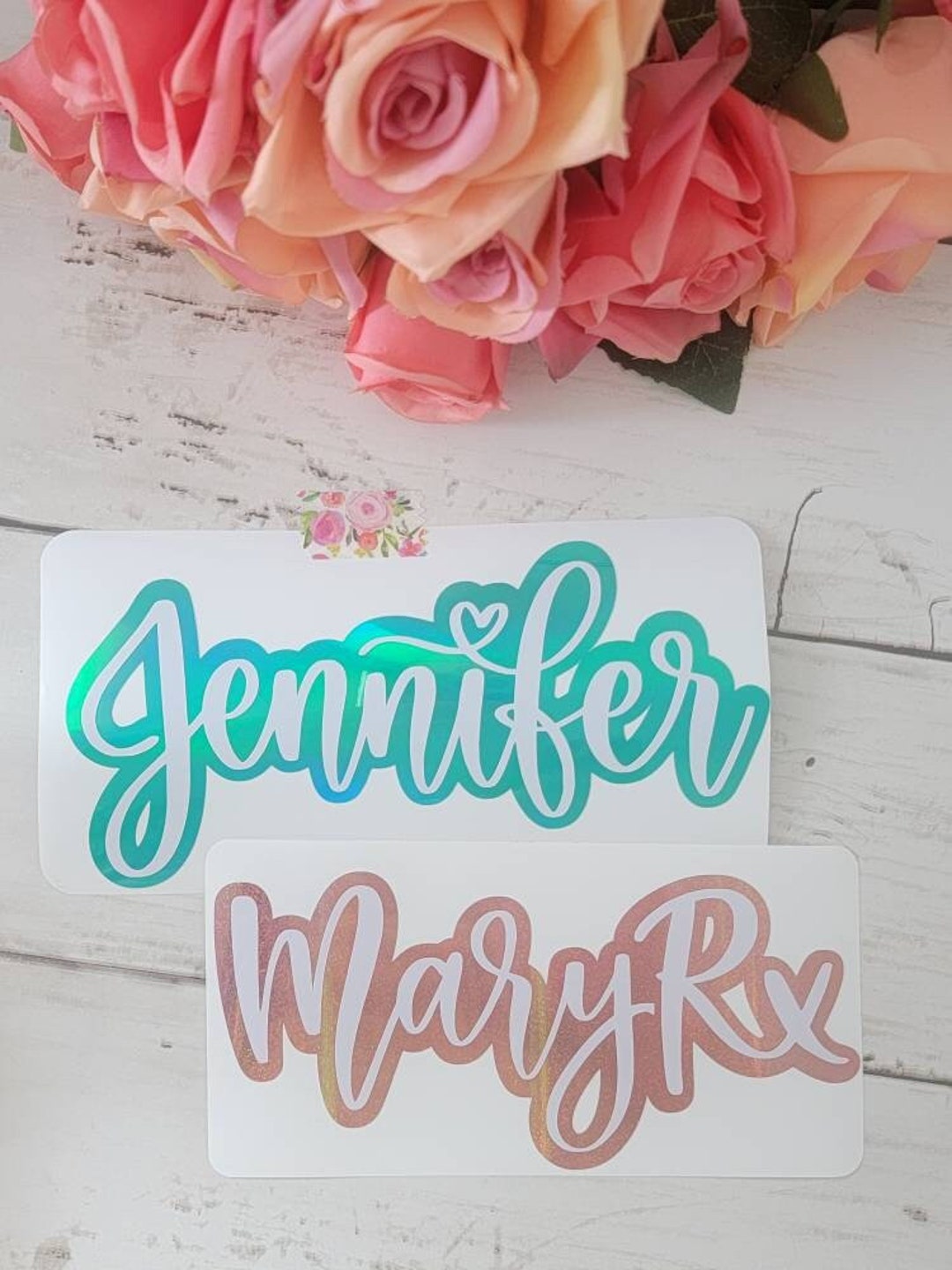 Heart Name Decal | Shadow Decal, Planner Decal | Hand Lettered Script ...