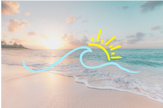 Sun and Waves Vinyl Decal Sun Waves Decal Window Decal - Etsy