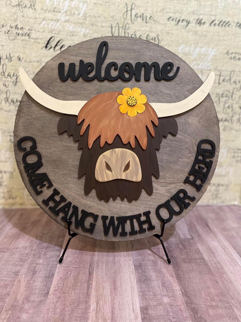 Highland Cow Door Hanger/welcome Sign Decor - Etsy