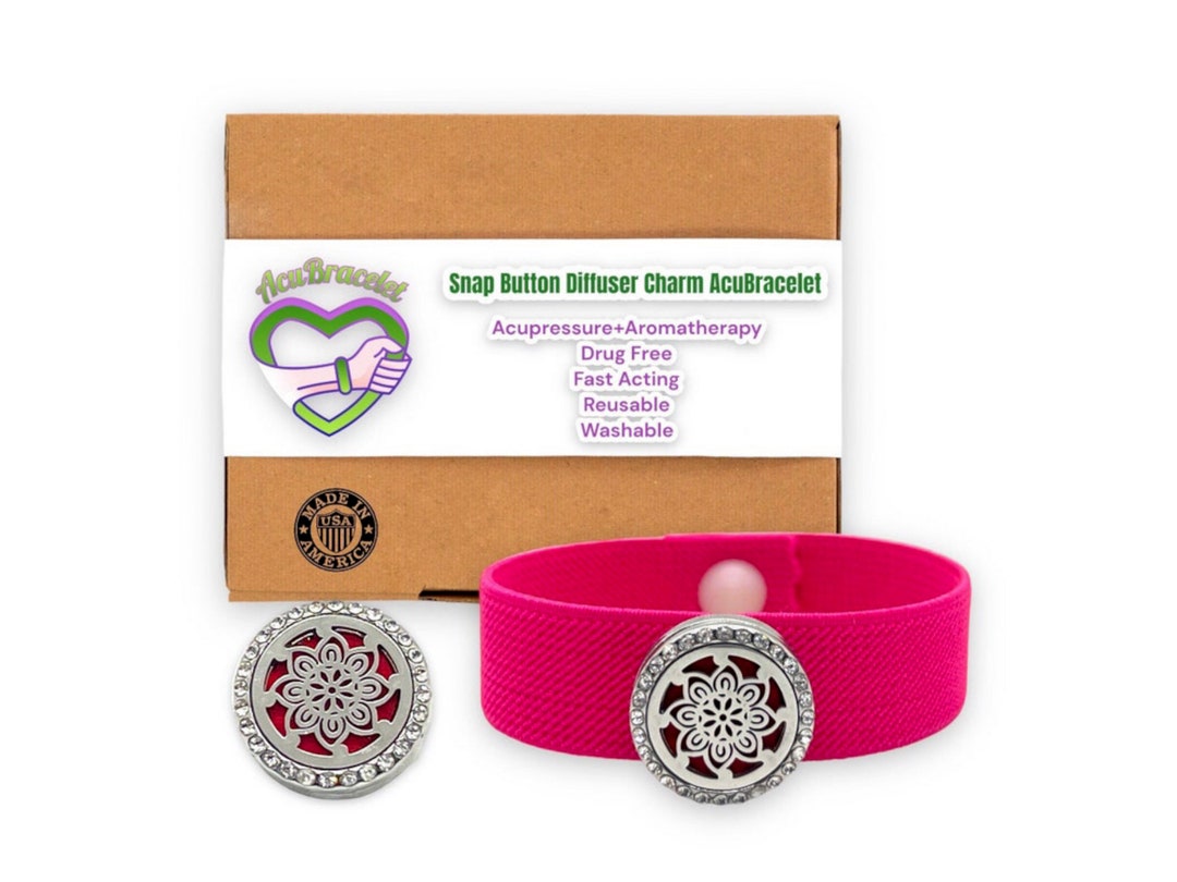 Ginger Snap Button Charm Diffuser Bracelet-calming Acupressure Band ...