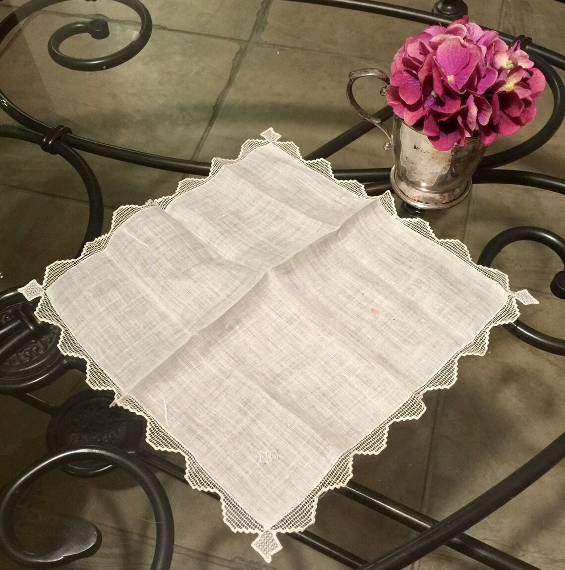 Vintage Rare Handkerchief Embroidered With Initials no Lace Trim. - Etsy