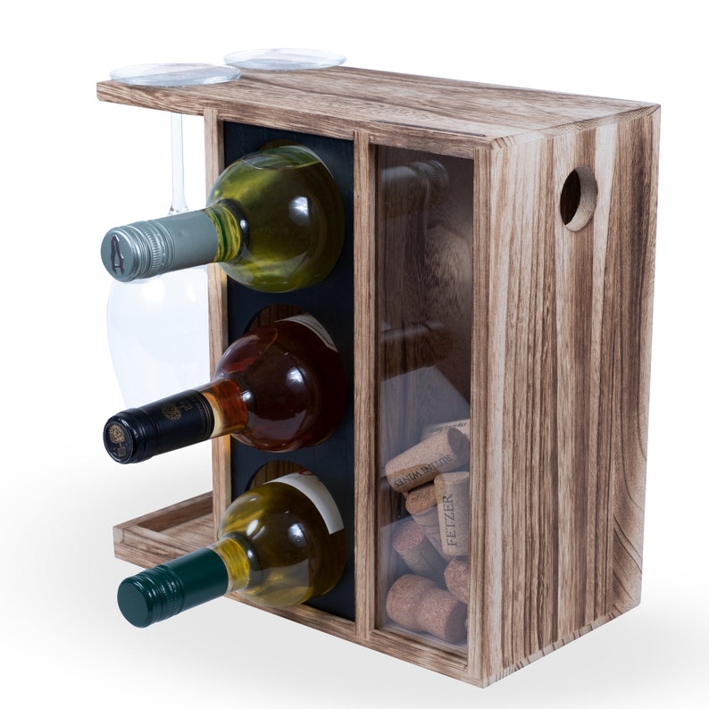Rustic State Veneto Tabletop Wine Rack With Stemware Glass - Etsy