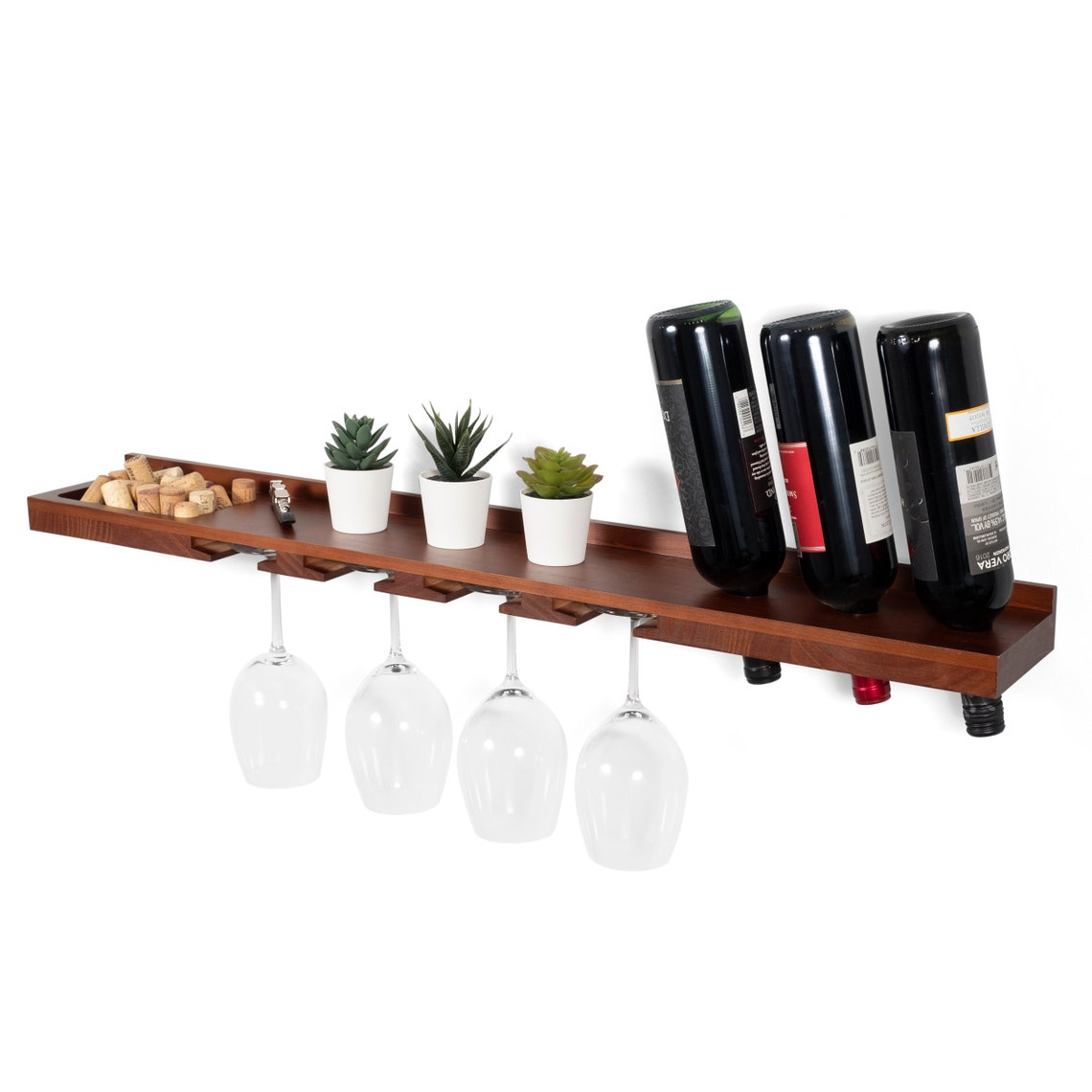 Rustic State Molise 3 Bottle Wall Mount Wine and Stemware Rack | Etsy